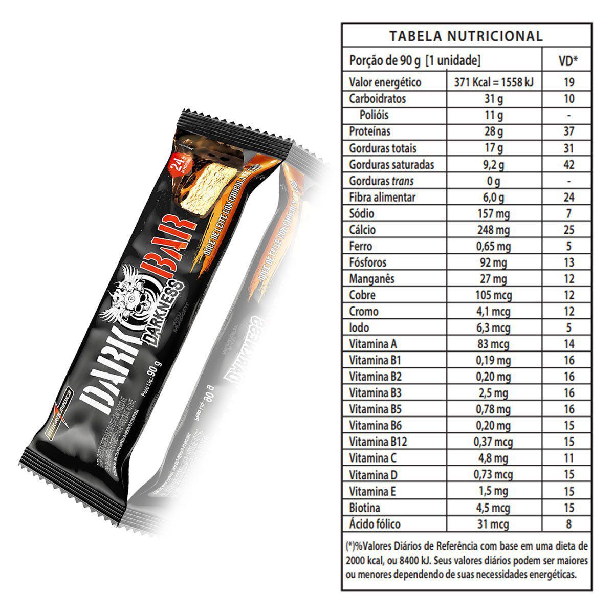 Dark Bar Darkness 90g Integralm dica Chocolate Branco Nutrisport