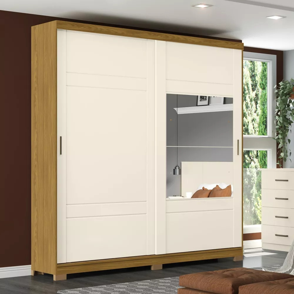 GUARDA ROUPA CASAL 2 PORTAS C/ESPELHO HENN - ROCHA MAGAZINE