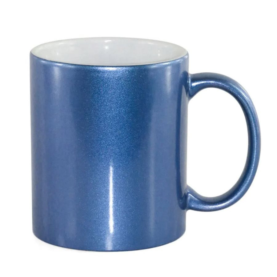 Caneca Metalizada/Perolizada - 325ml AZUL - Sublimáticos Mania