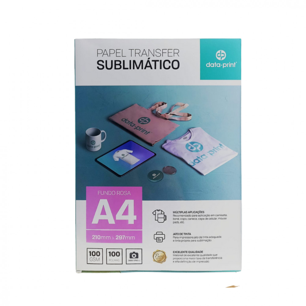 Papel Sublimático Data-print Fundo Rosa A4 100 Folhas - 100g ...
