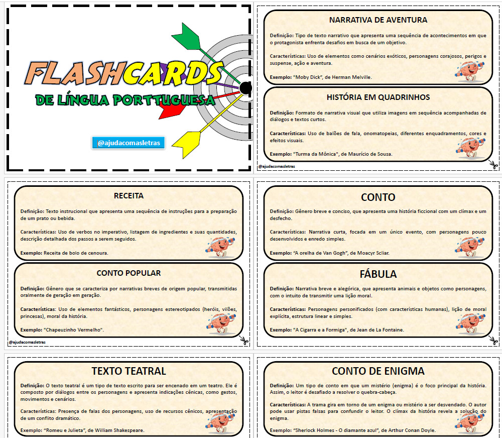 FLASHCARDS DE LÍNGUA PORTUGUESA - AJUDA COM AS LETRAS