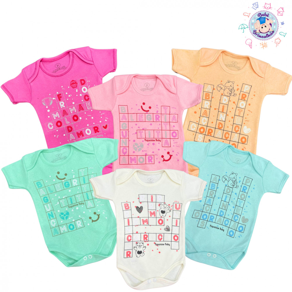 Body Caça Palavras Manga Curta P/G Pack 30 Peças (Ref:4940) - Bebê ...