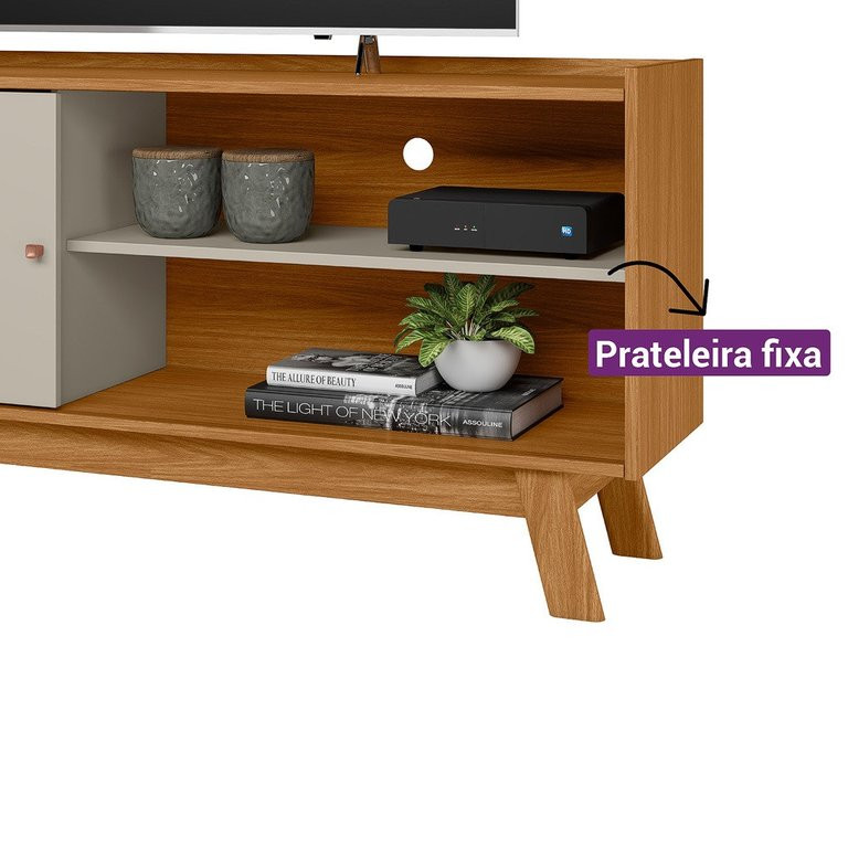 Rack para TV 65 Polegadas Aurum Nature/Off White - Lidecor Móveis ...