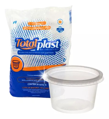 kit pote tampa total plast redondo 24 un 1000ml - ChocoArt