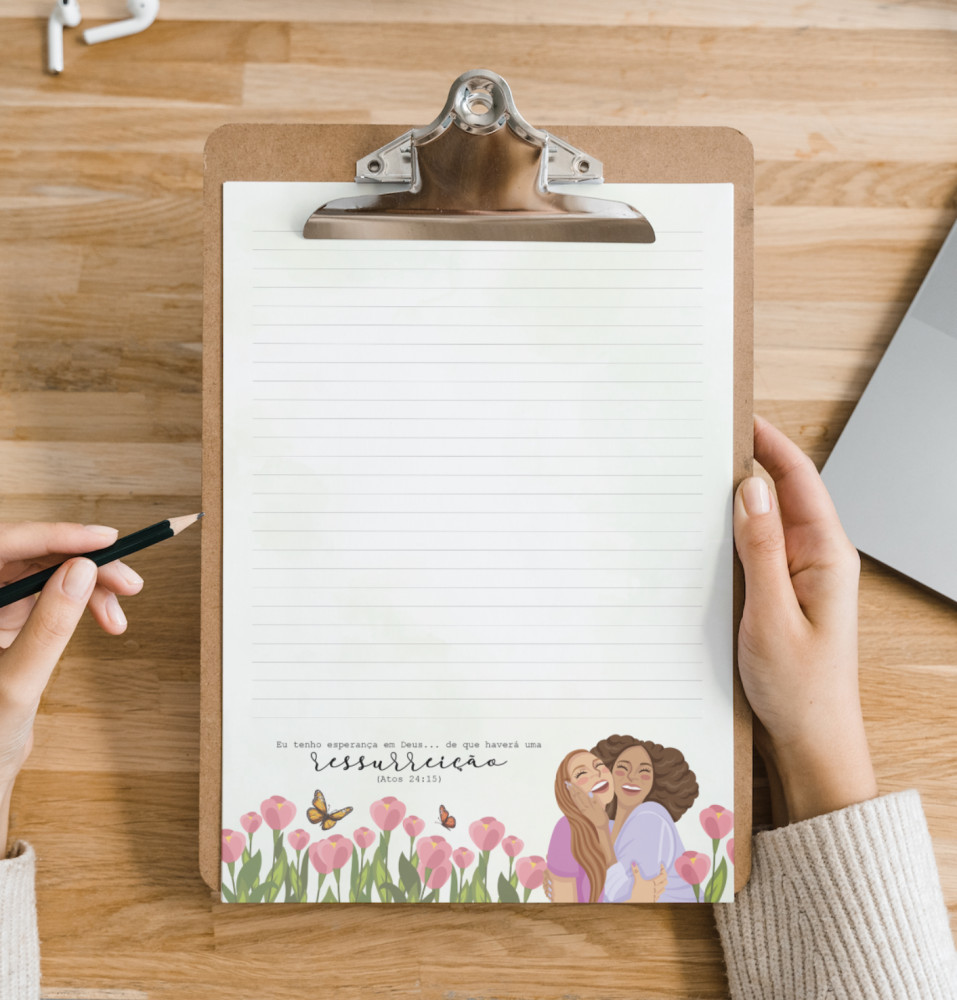 Papel de carta + Envelope (Ressurreição) - Carol & Cor - Papelaria Criativa