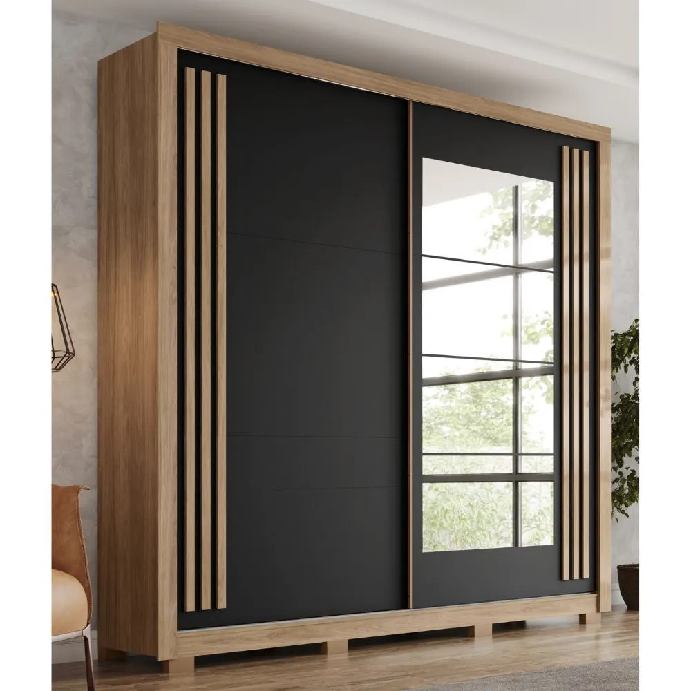 GUARDA ROUPAS CASAL 2 PORTAS C/ESPELHO HENN - ROCHA MAGAZINE