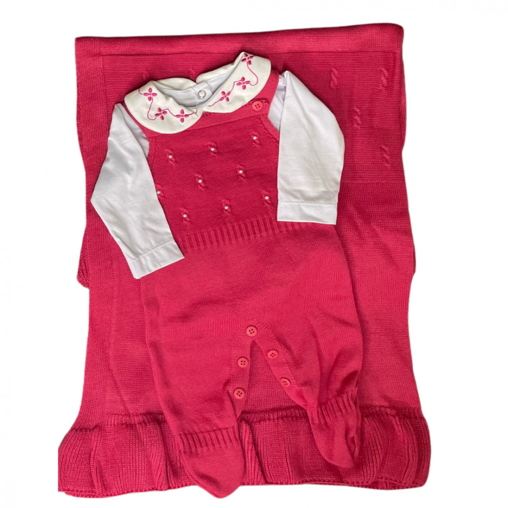 Saida Maternidade Linho 3pçs - Tamine Baby REF:280 Rosa Tulipa - SATO ...