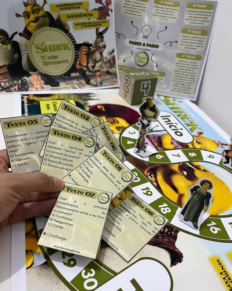 TABULEIRO - SHREK - 32 PERGUNTAS - AJUDA COM AS LETRAS