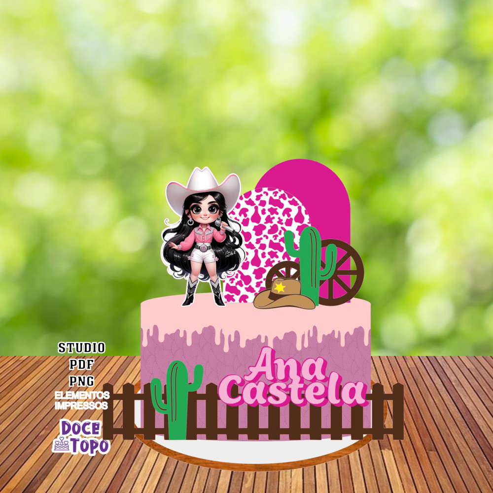 Topo de Bolo Ana Castela 04 Studio/PDF/PNG - Doce Topo