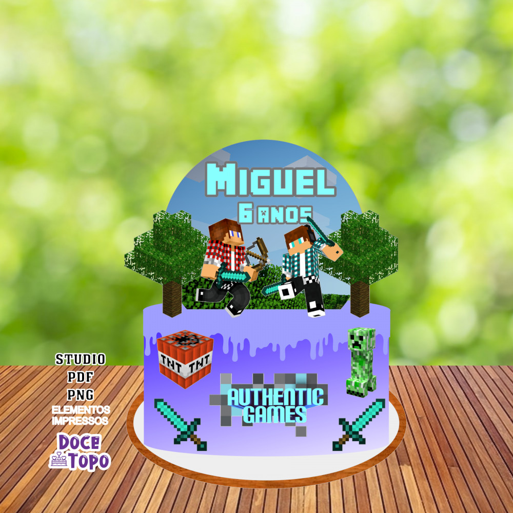 Topo de Bolo Authentic Games 01 Studio/PDF/PNG - Doce Topo