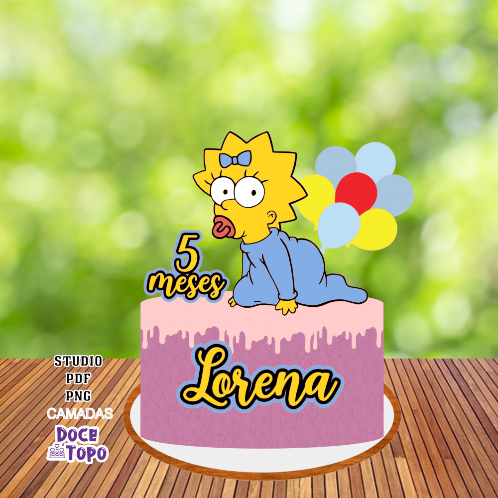 Topo de Bolo Maggie Simpsons Studio/PDF/PNG - Doce Topo
