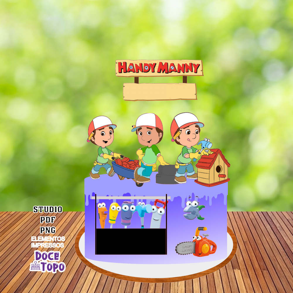 Topo de Bolo Manny, Mãos a Obra Studio/PDF/PNG - Doce Topo
