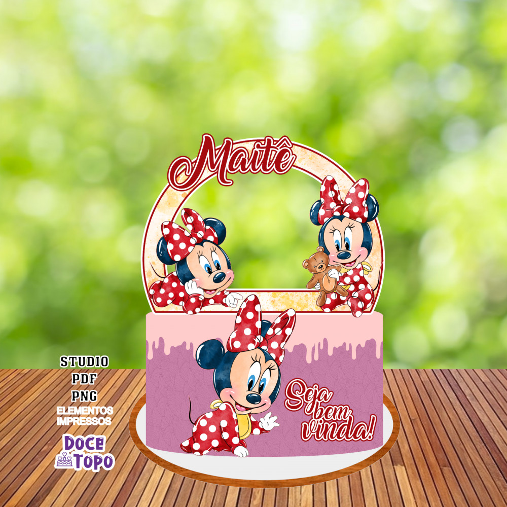 Topo de Bolo Minnie 05 Studio/PDF/PNG - Doce Topo