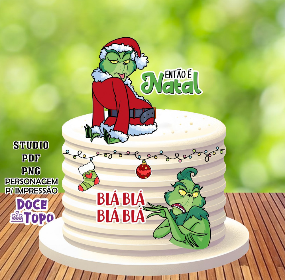 Topo de Bolo Natal Grinch 02 Studio/PDF/PNG - Doce Topo