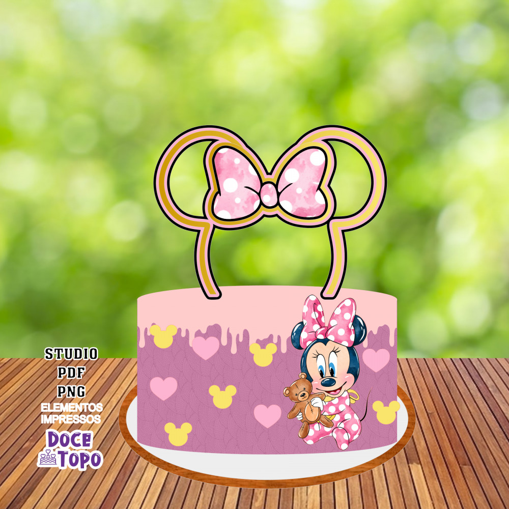 Topo de Bolo Minnie 06 Studio/PDF/PNG - Doce Topo