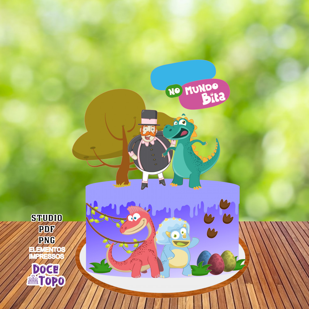 Topo de Bolo Mundo Bita Dinossauros Studio/PDF/PNG - Doce Topo