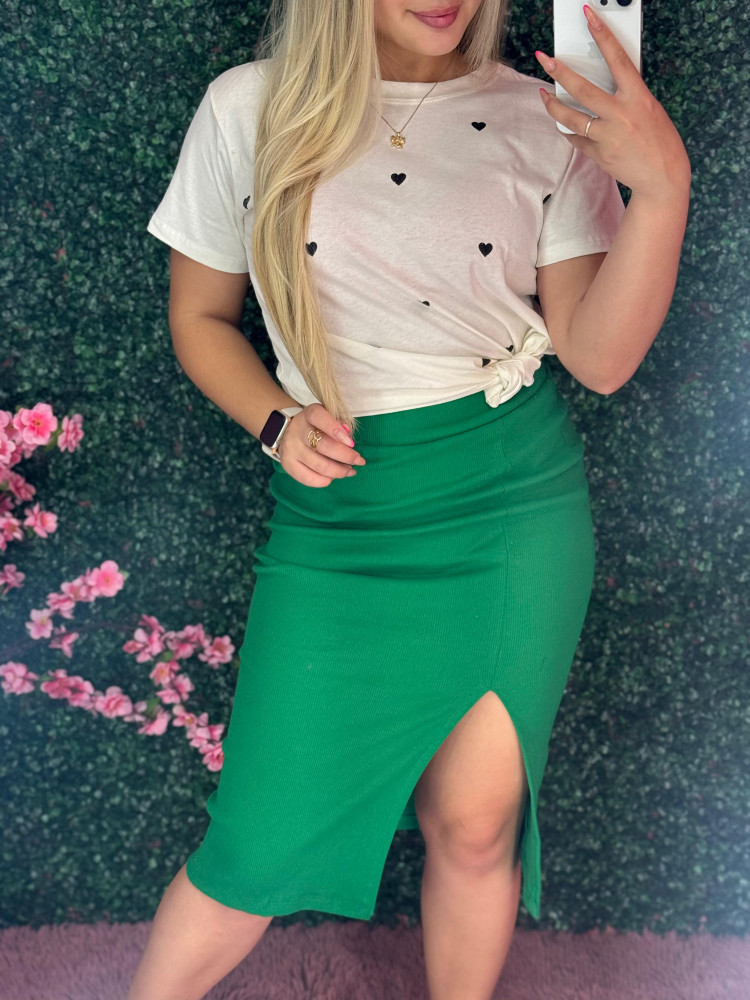 Saia Midi Ribana ÚNICO, VERMELHO - Closet da Moda