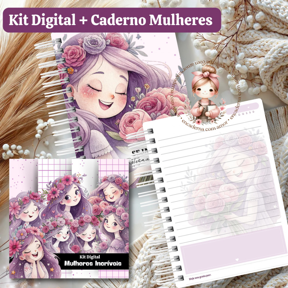 Kit Digital + Caderno Mulheres - Encaderna Lovers