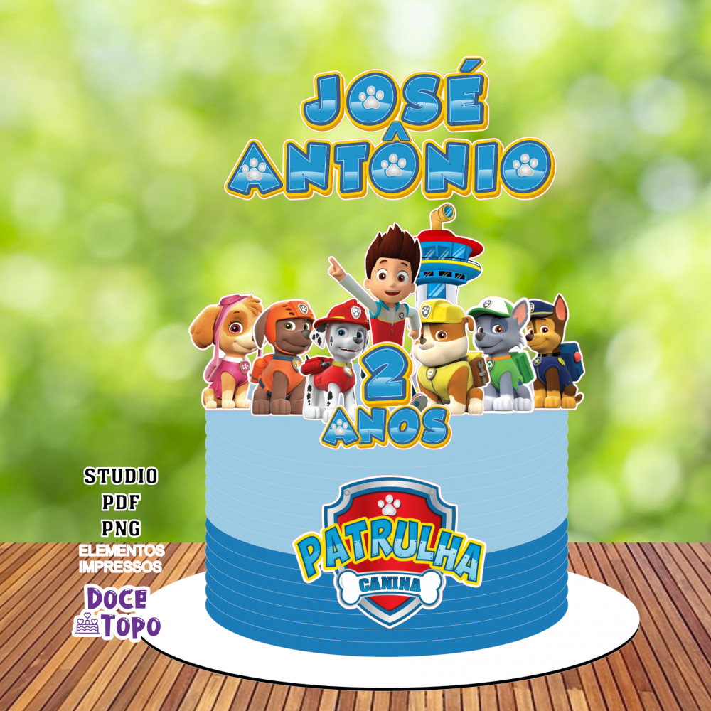 Topo de Bolo Patrulha Canina 01 Studio/PDF/PNG - Doce Topo