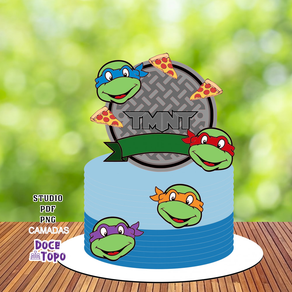 Topo de Bolo Tartarugas Ninja 01 Studio/PDF/PNG - Doce Topo