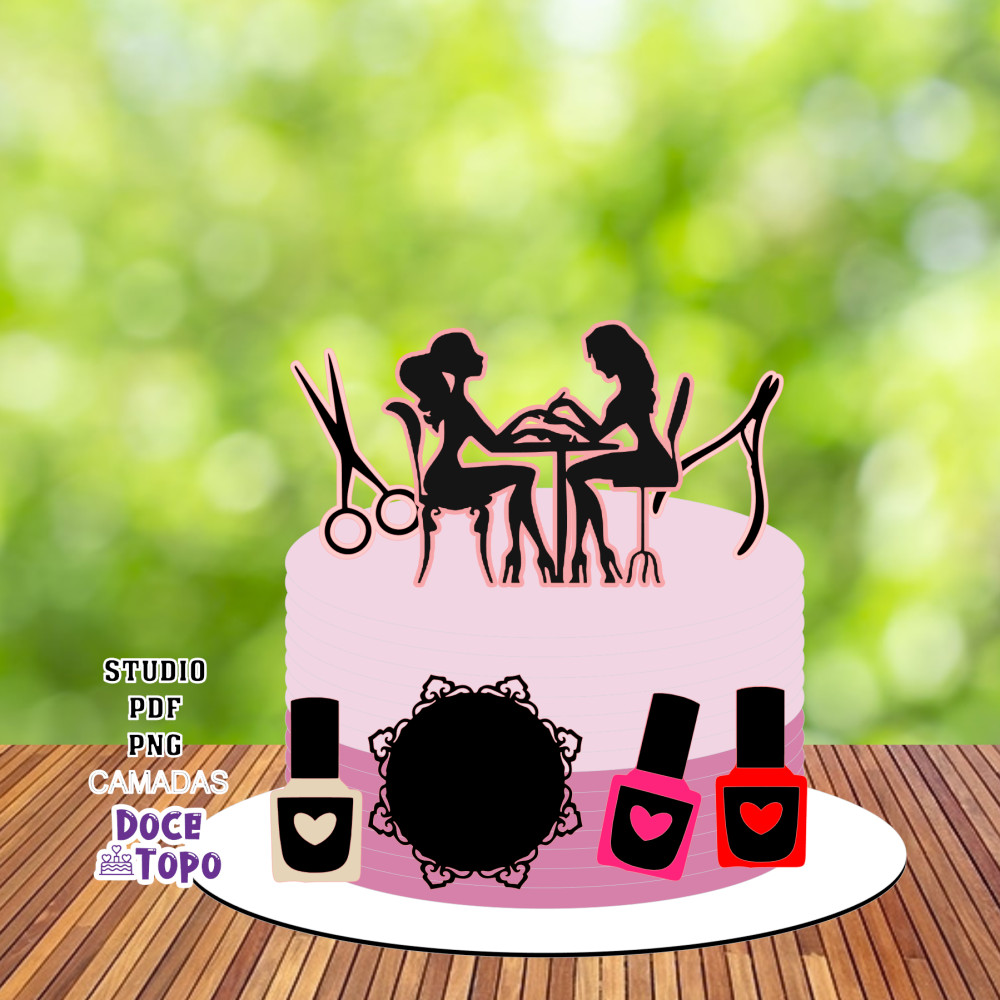 Topo de Bolo Manicure 01 Studio/PDF/PNG - Doce Topo