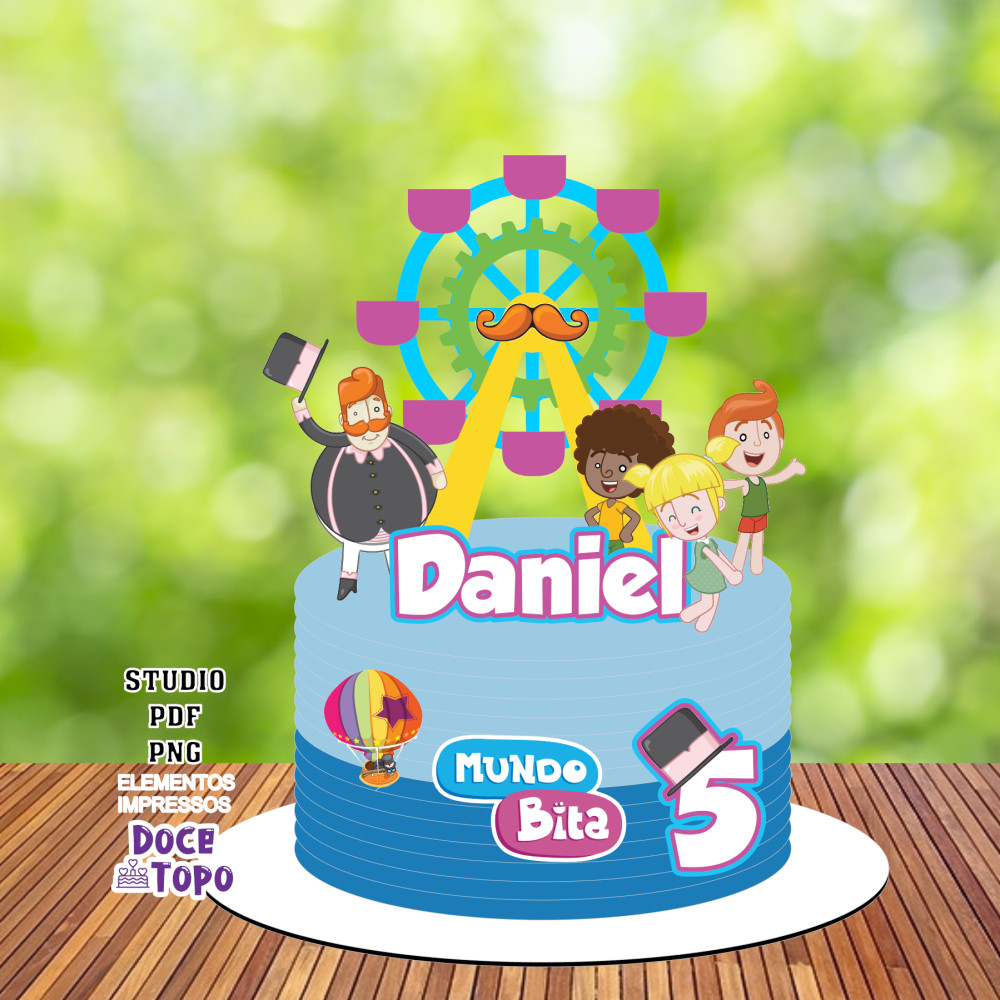 Topo de Bolo Mundo Bita 02 Studio/PDF/PNG - Doce Topo