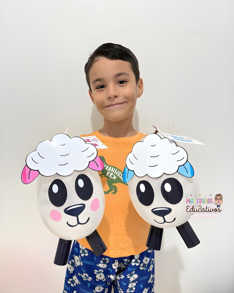 Lembrancinha bexiga ovelhinha da páscoa - Ministério infantil