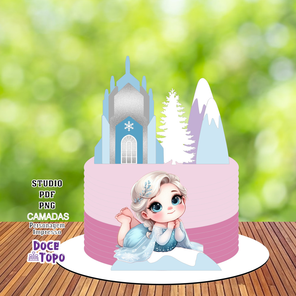 Topo de Bolo Frozen Elza 02 Studio/PDF/PNG - Doce Topo