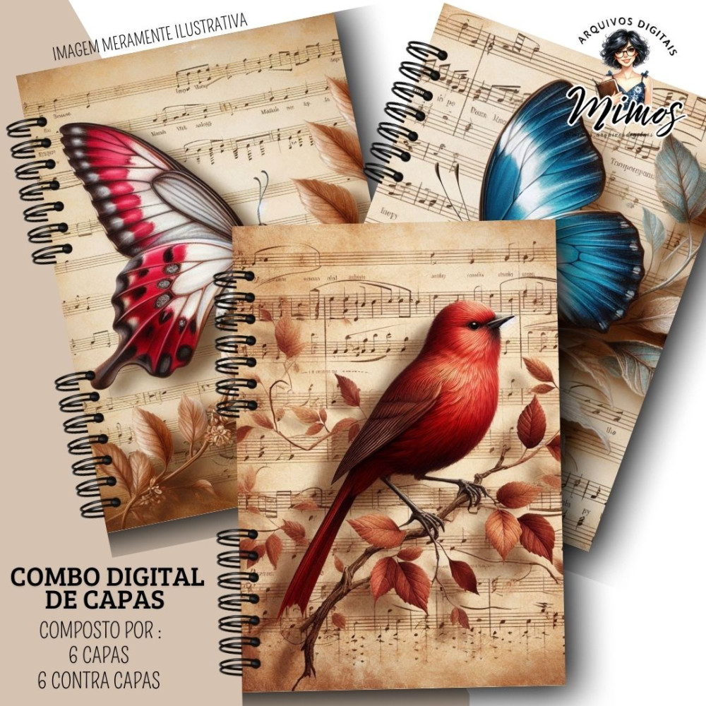 COMBO DE CAPAS DIGITAL - COLEÇÃO 3D ( PÁSSAROS E BORBOLETAS) - Mimos ...