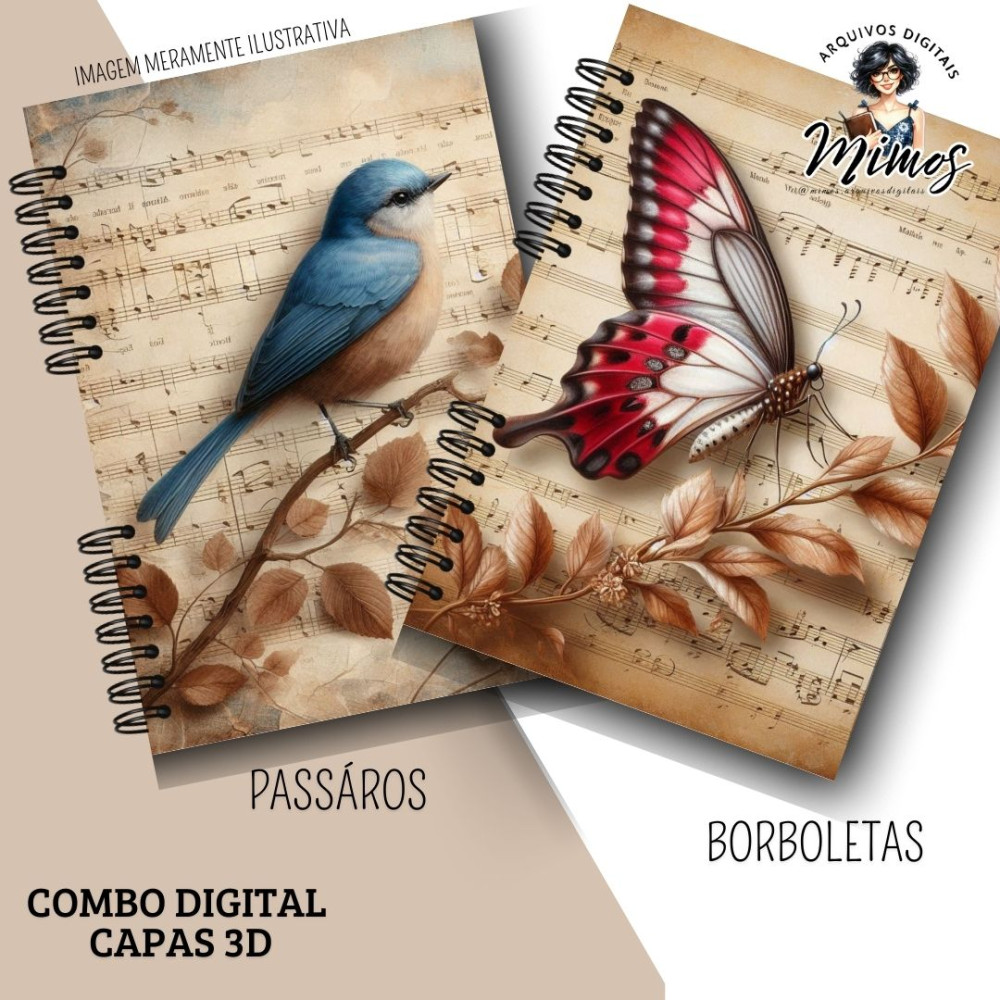 COMBO DE CAPAS DIGITAL - COLEÇÃO 3D ( PÁSSAROS E BORBOLETAS) - Mimos ...