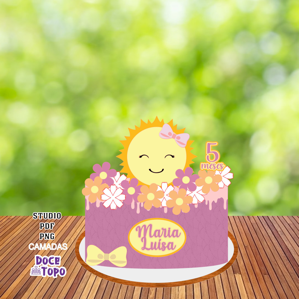 Topo de Bolo Raio de Sol 03 Studio/PDF/PNG - Doce Topo