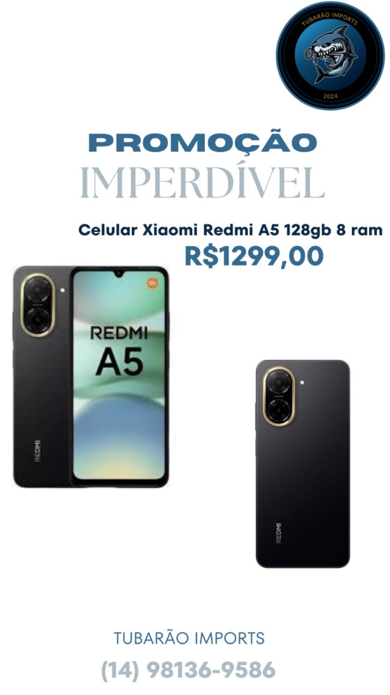 Smartphone Xiaomi Redmi A5 128GB 8GB RAM Dual SIM Tela 6.88" - TUBARÃO IMPORTS
