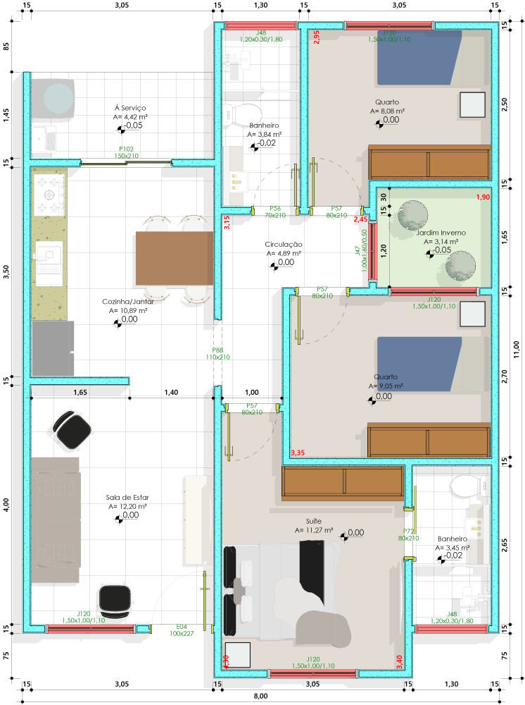 N-12 Planta Baixa 8x11 - Medrasil Projetos