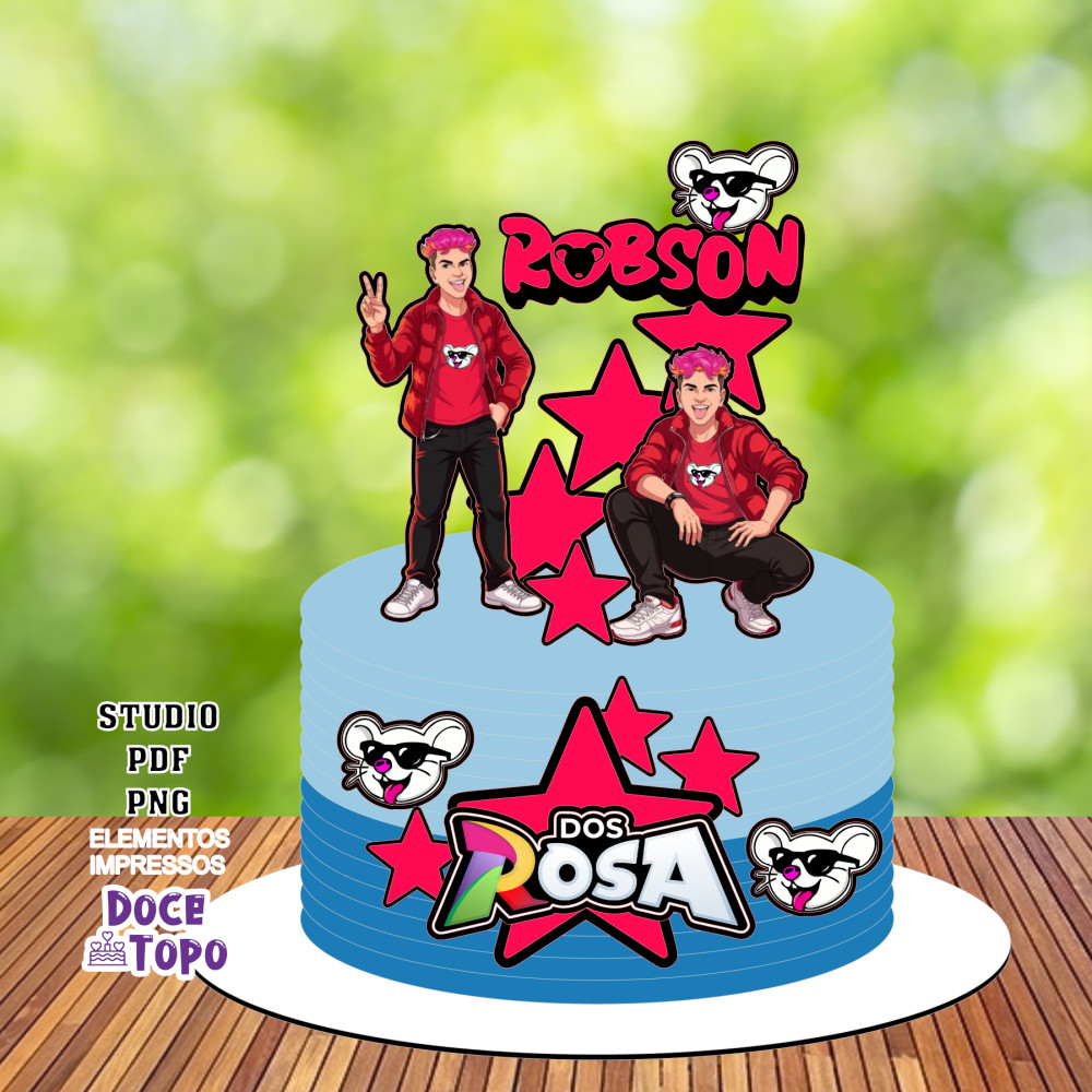 Topo de Bolo Robson dos Rosas 01 Studio/PDF/PNG - Doce Topo