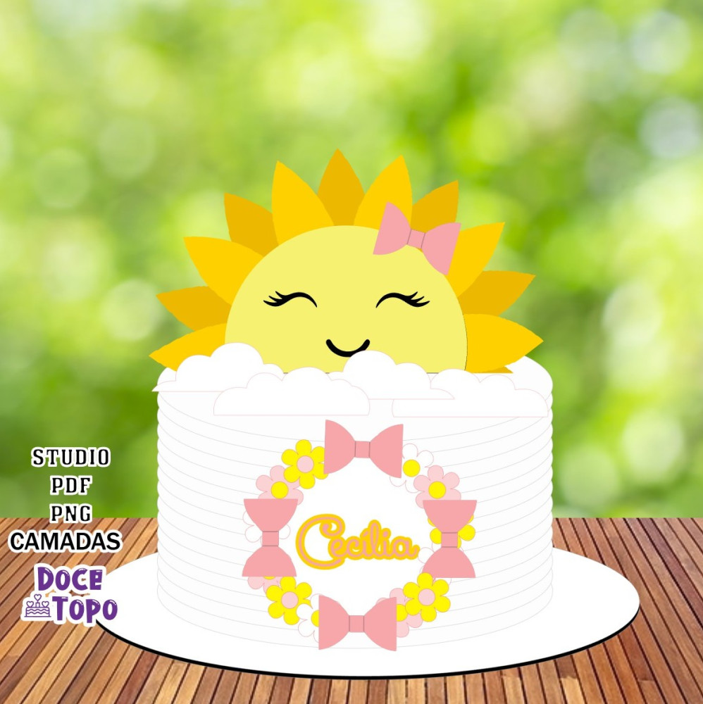 Topo de Bolo Raio de Sol 04 Studio/PDF/PNG - Doce Topo