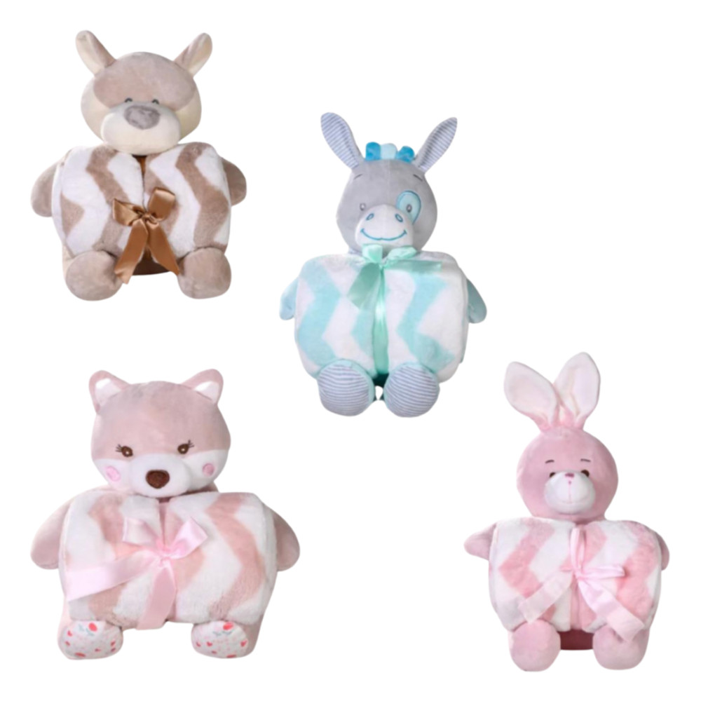 Bichinho de Pelúcia com Manta Bebê Bene Casa REF:4411 - SATO ATACADO