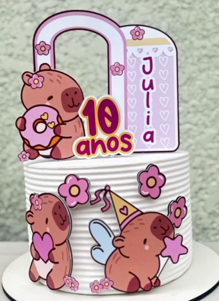 Topo de Bolo Capivara 05 Studio/PDF/PNG - Doce Topo