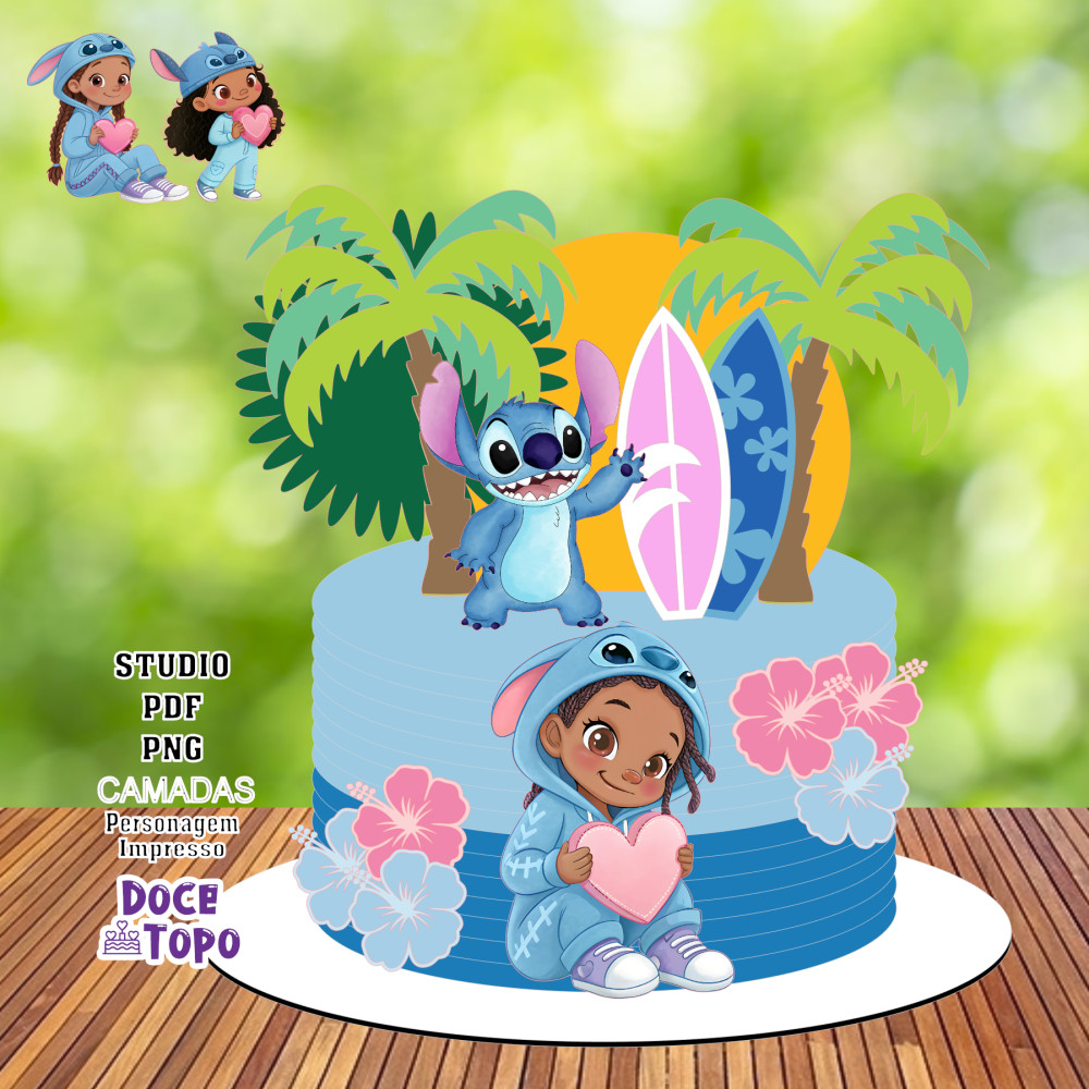 Topo de Bolo Stitch 18 Studio/PDF/PNG - Doce Topo