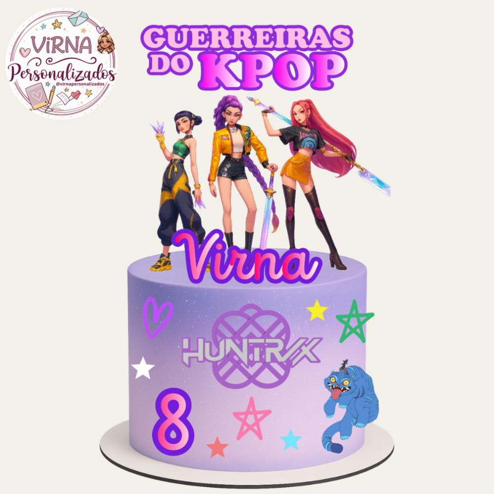 #425 - Arquivo de Corte Topo de Bolo - GUERREIRAS DO K-POP - Facilidade ...