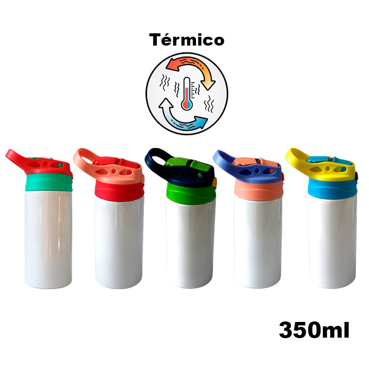 Garrafa Térmica Squeeze Tampa Colorida para Sublimação - 350ml VERDE ...