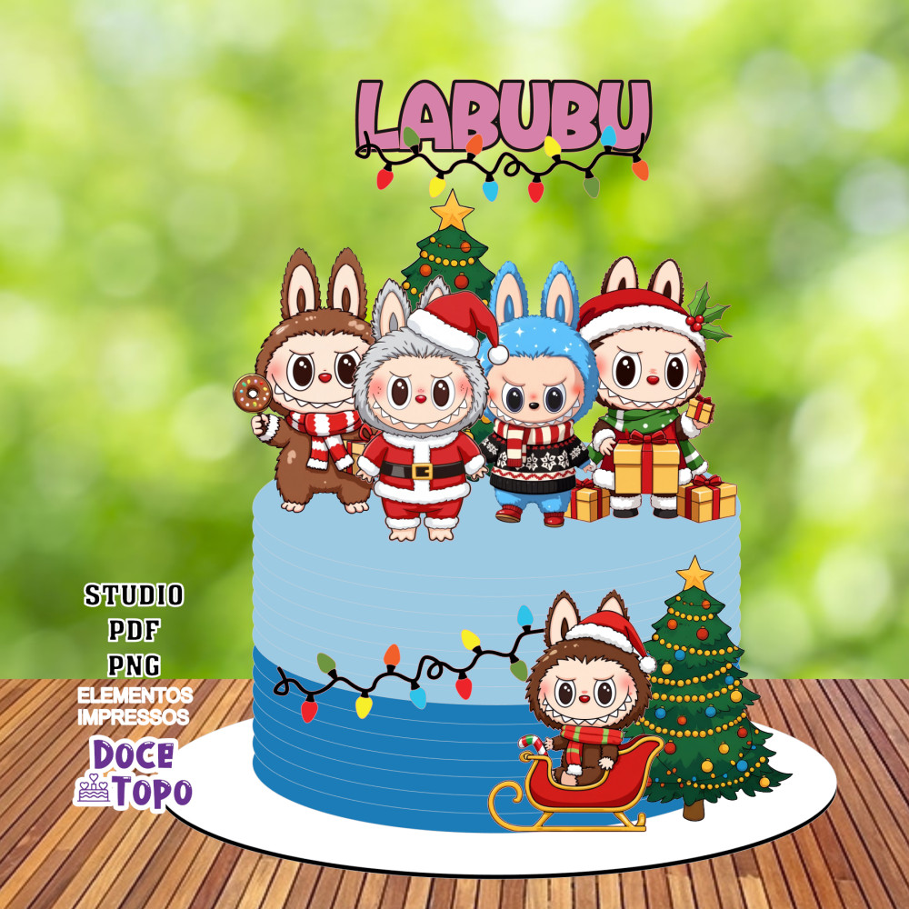 Topo de Bolo Labubu Natal 01 Studio/PDF/PNG - Doce Topo